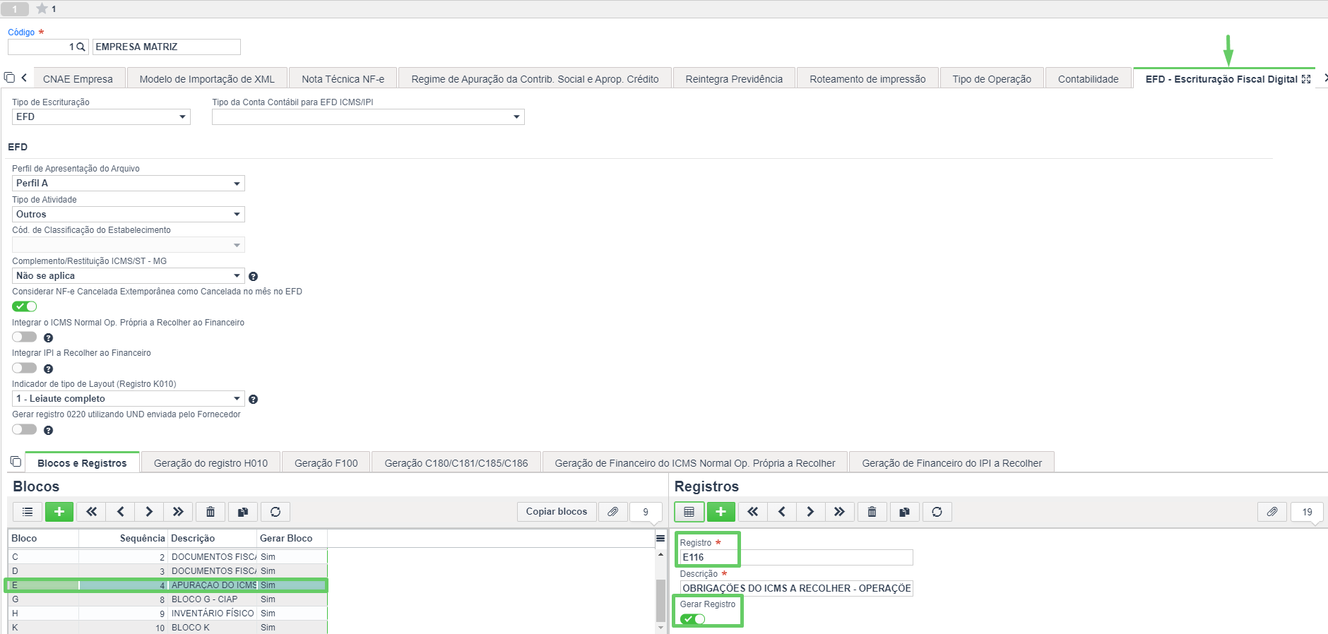 O somatório dos campos 'Valor da obrigação a recolher' dos registros ...