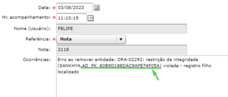 Erro Ao Remover Entidade Ora 02292 Restrição De Integridade Sankhya Ad Fk Xxxxxxxxxxxxx