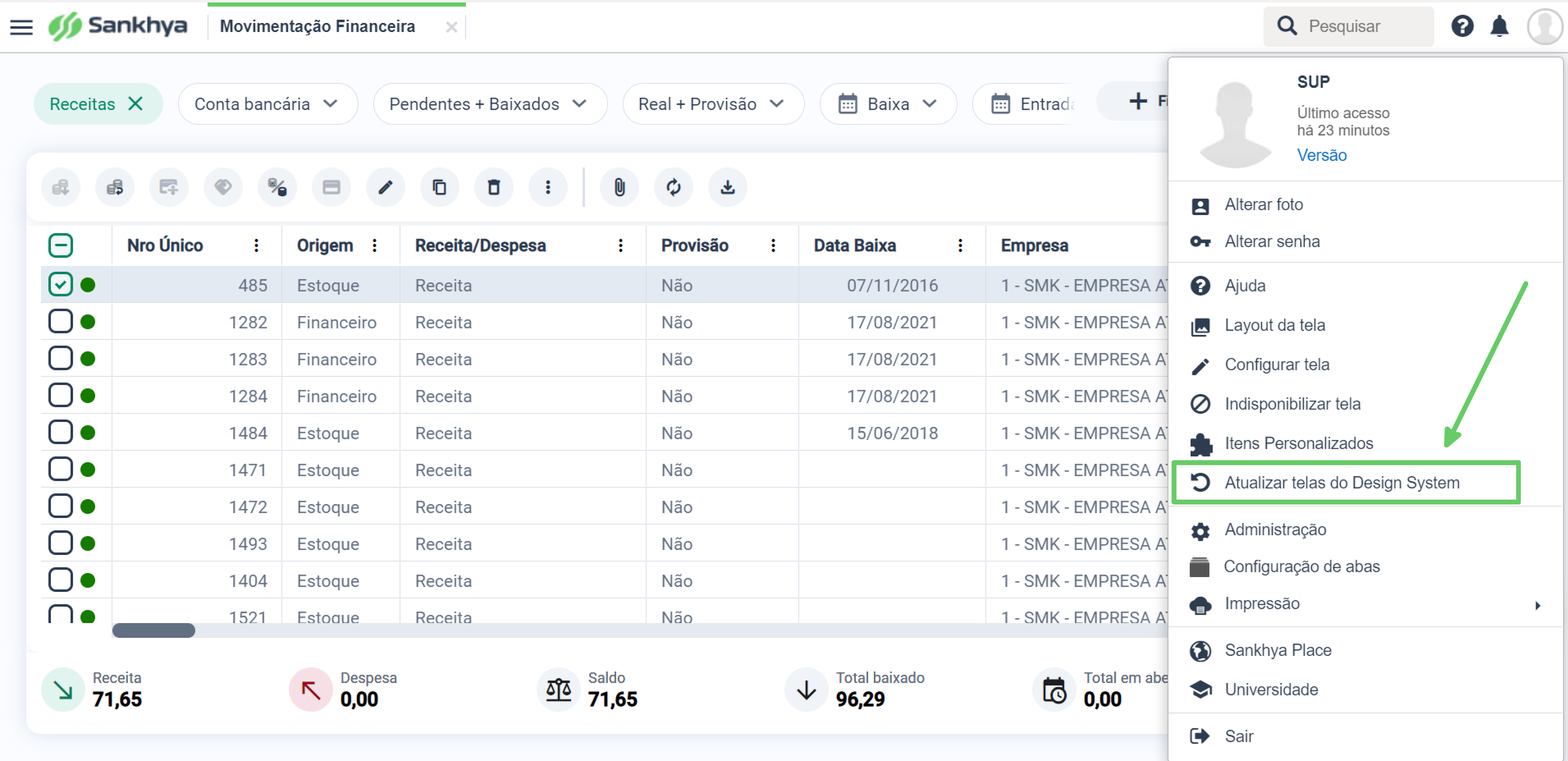 Nova interface Sankhya – Sankhya Gestão de Negócios