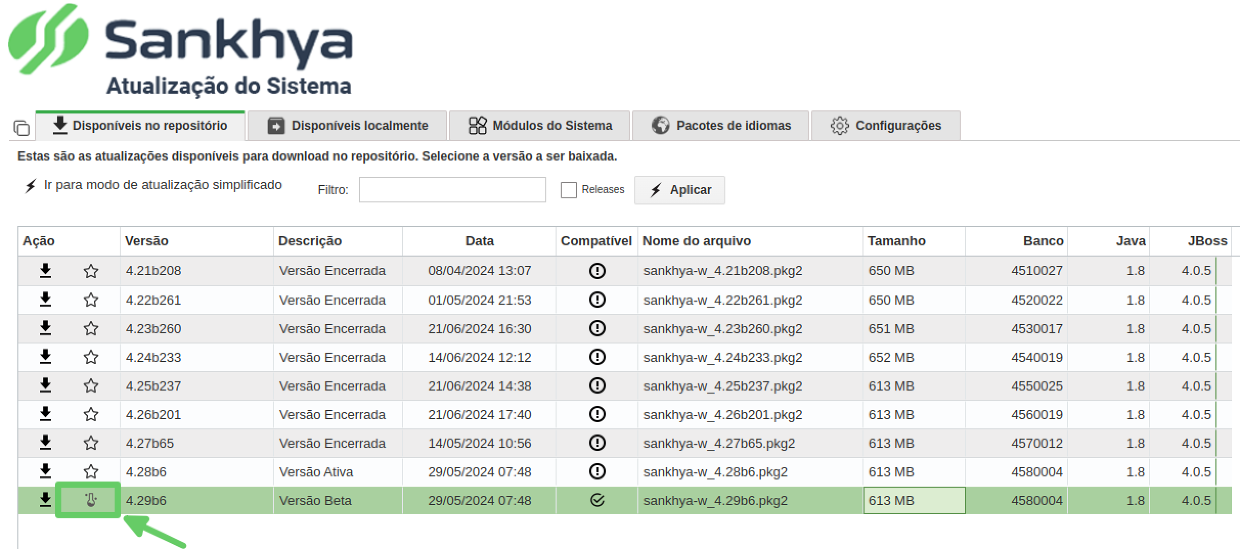 Atualização do sistema Sankhya Om via WPM – Sankhya Gestão de Negócios
