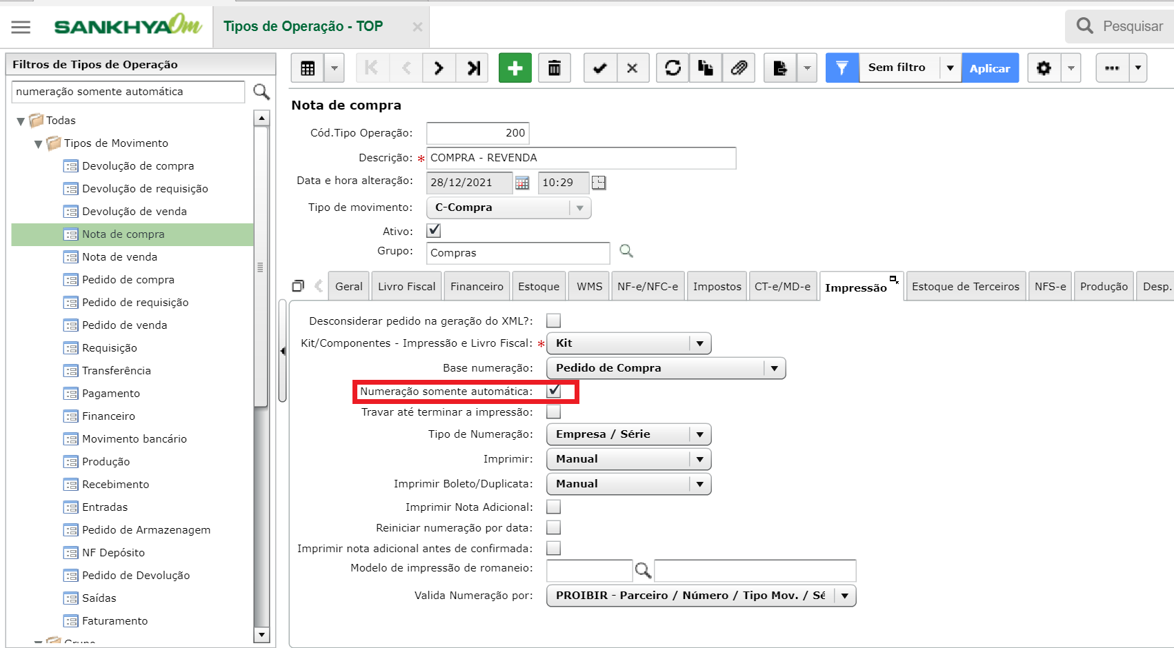 Para TOP Configurada com Modelo de Documento 55 - Nota Fiscal ...