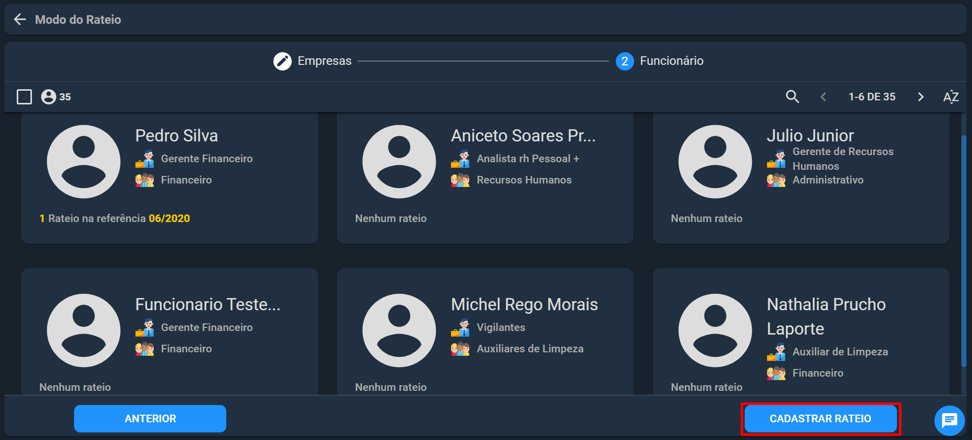 Rateios – Sankhya Gestão de Negócios